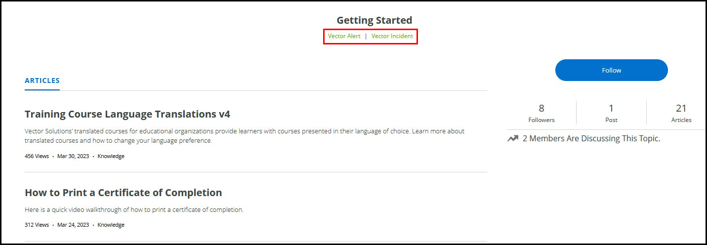 How to Use the Vector LMS Education Edition Support Center