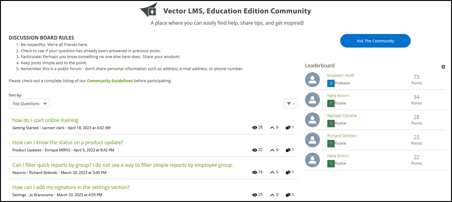 How to Use the Vector LMS Education Edition Support Center