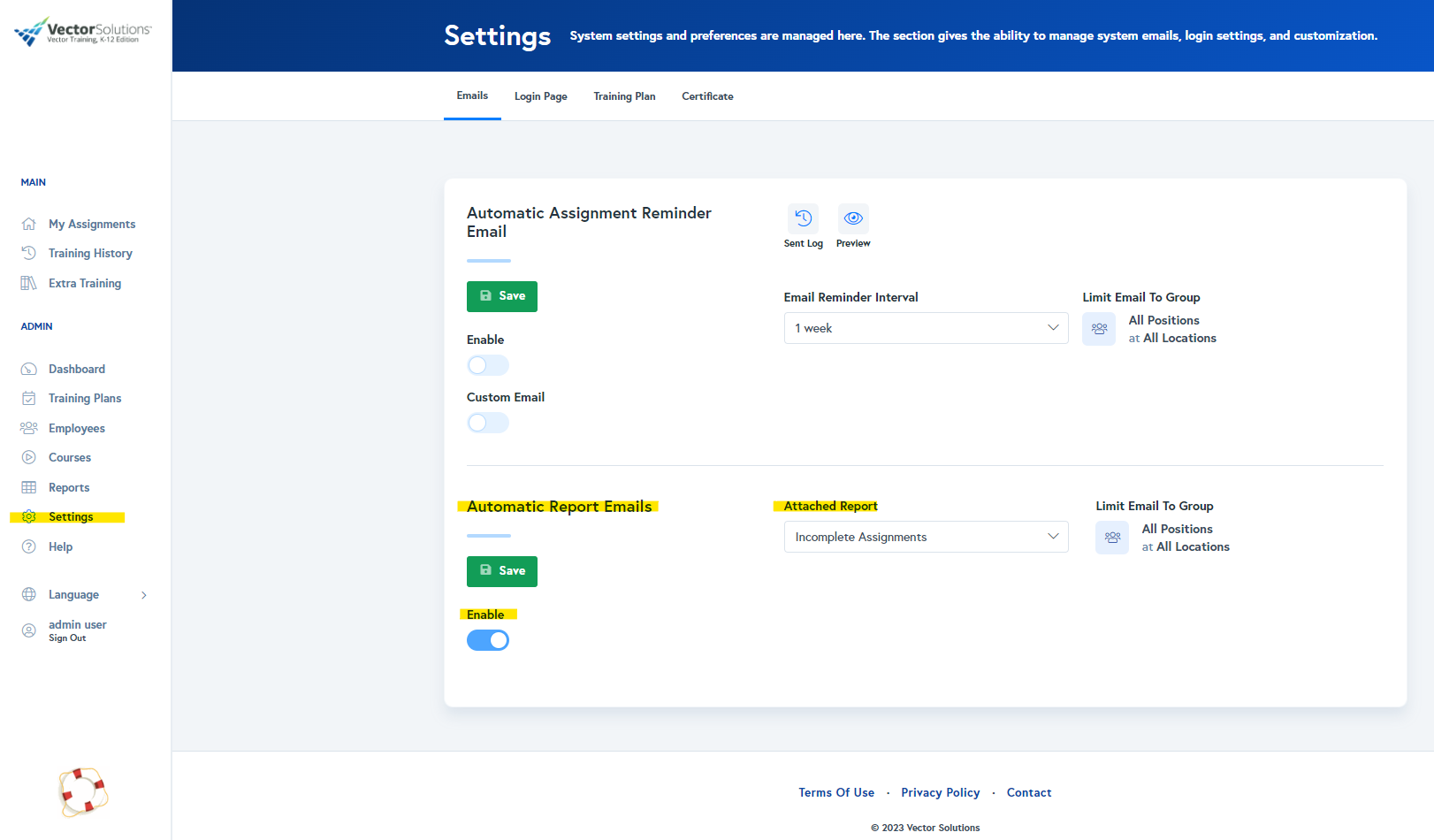 Activating Emailed Reports