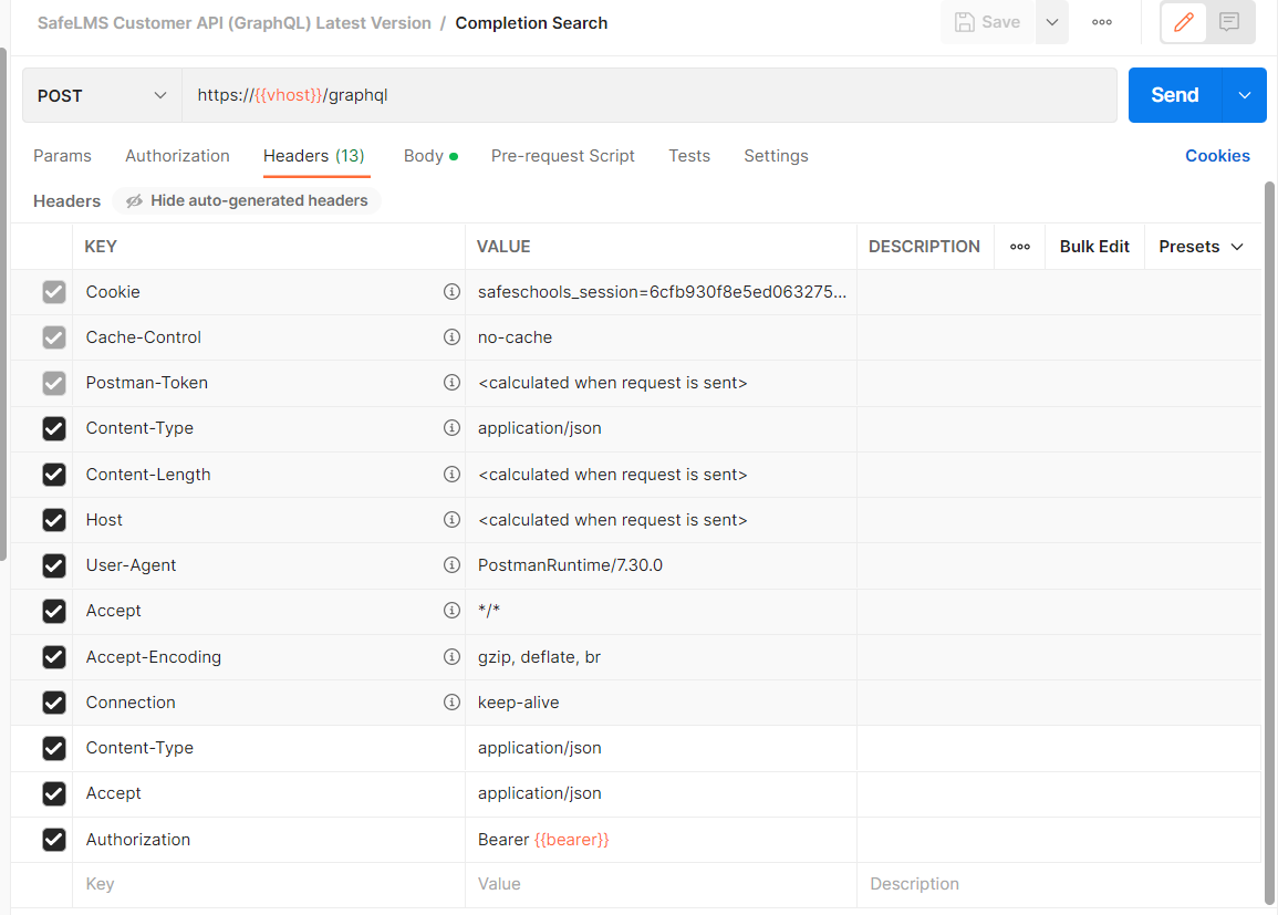 GraphQL API - Vector LMS Education Version 4