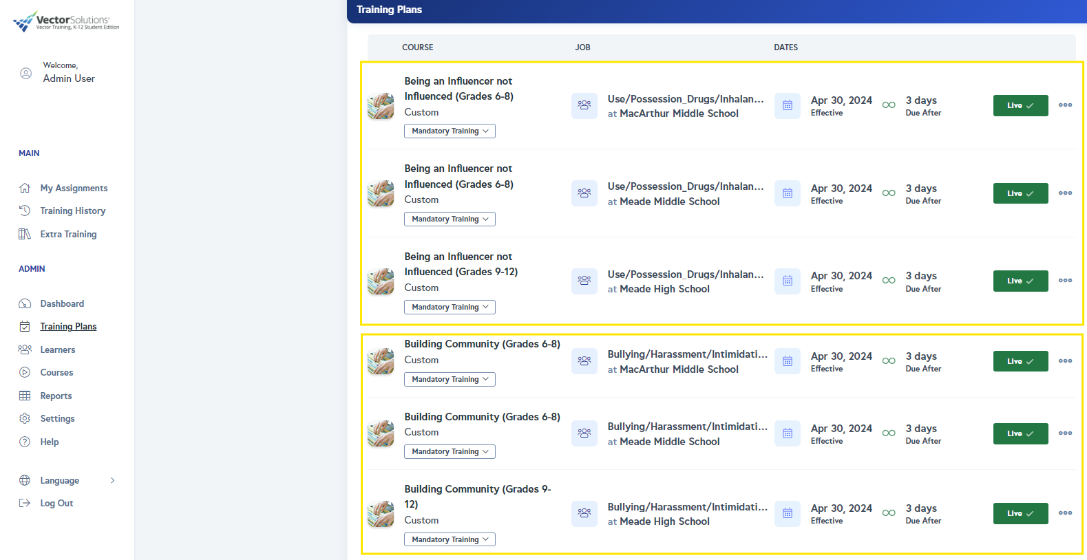 Assigning Student Training for Restorative Justice